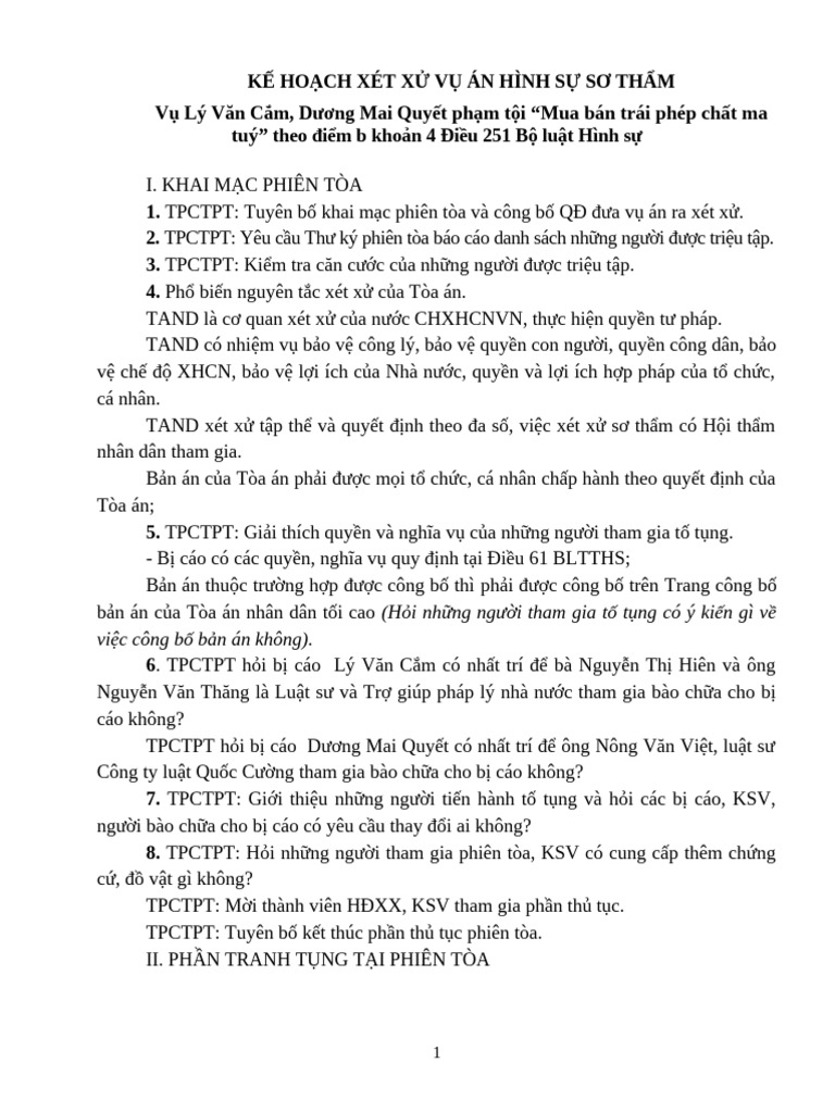 Kế hoạch xét hỏi | PDF