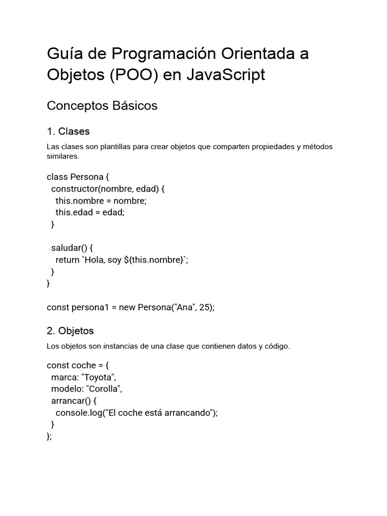 Guía POO | PDF | Programación orientada a objetos | Objeto (informática)