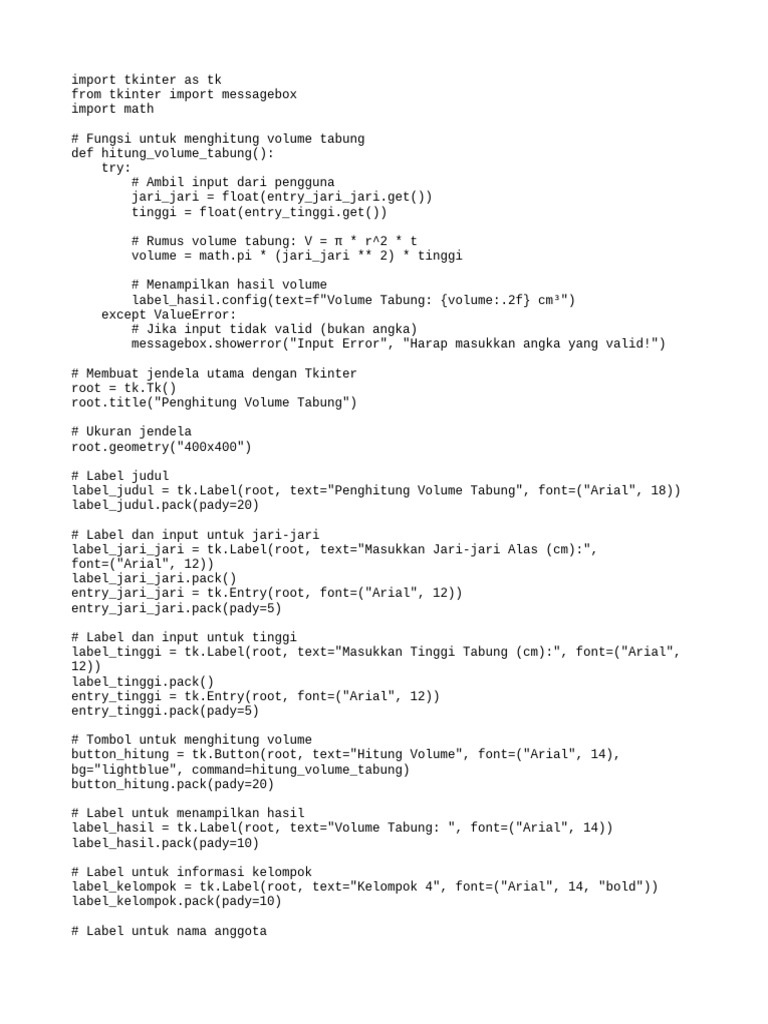 Penghitung Volume Tabung | PDF