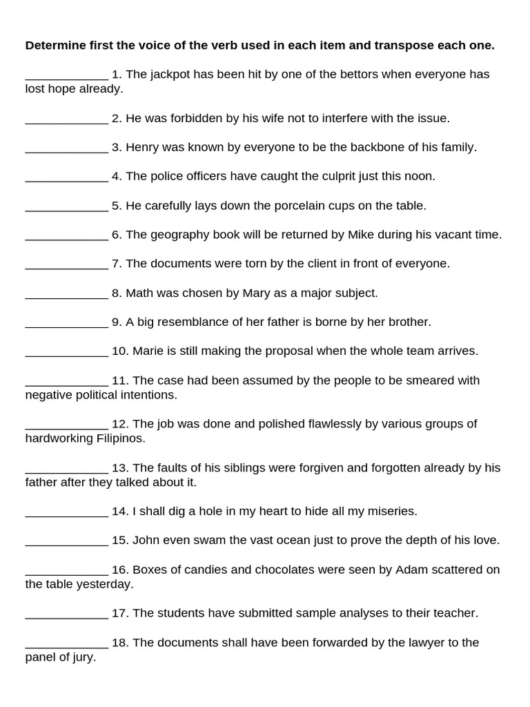 Verb Voice Transposition Guide | PDF