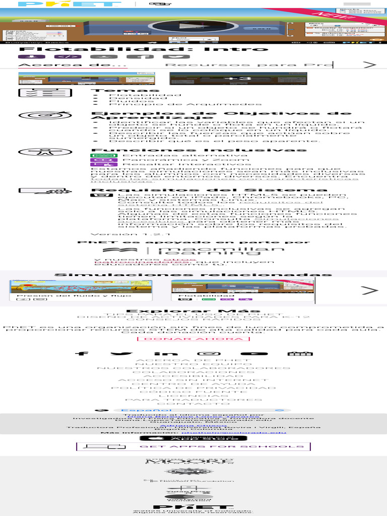 Flotabilidad Intro - Flotabilidad Densidad Fluidos - Simulaciones Interactivas PhET 2 | PDF ...