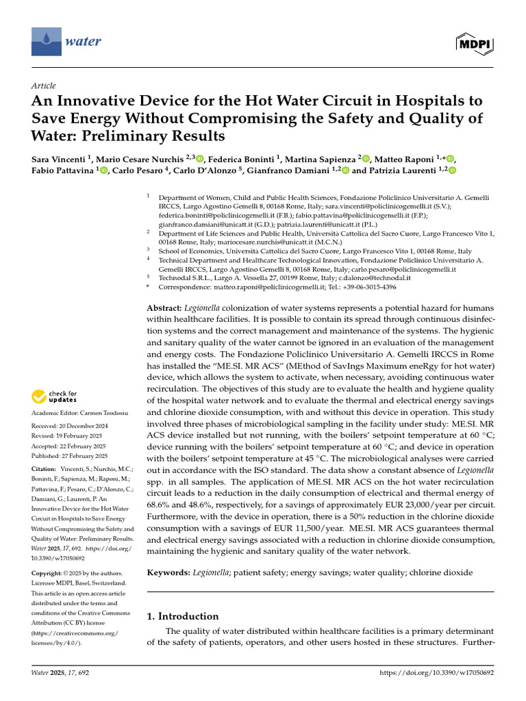 An Innovative Device For The Hot Water Circuit in Hospitals To Save ...