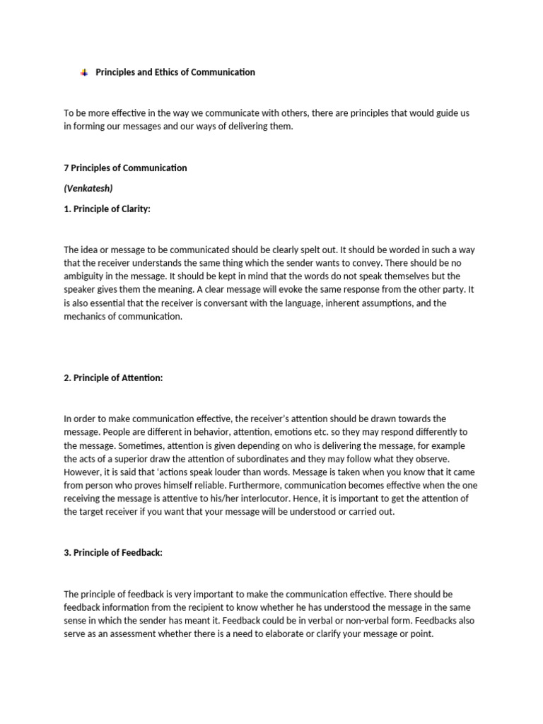 Key Principles of Effective Communication | PDF | Communication ...