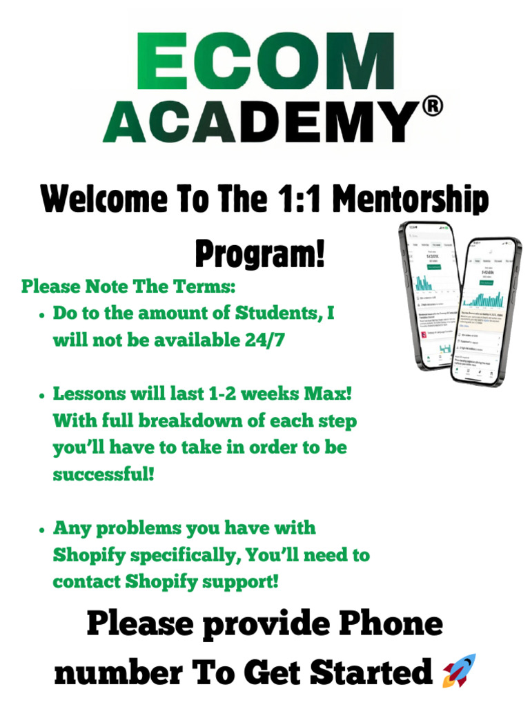 Welcome To Ecom Academy 1to1 Mentorship Program | PDF