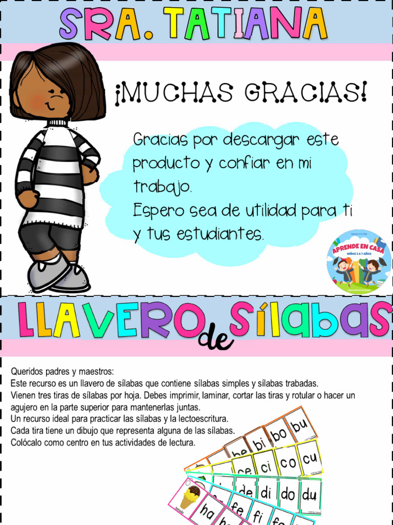 Llavero de Sílabas para Imprimir | PDF