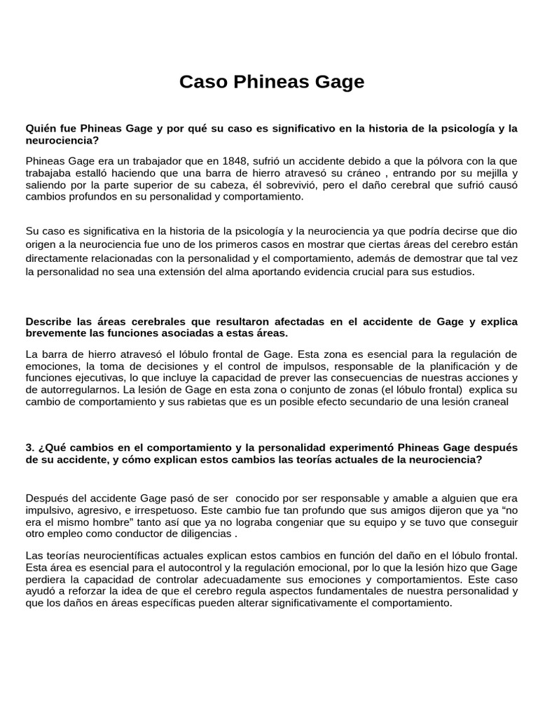 Phineas Gage | PDF | Las emociones | Cerebro
