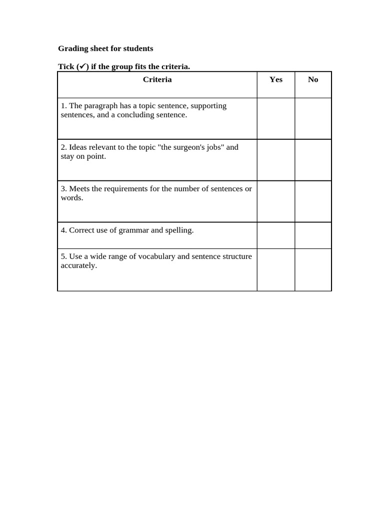 Grading Sheet For Students | PDF