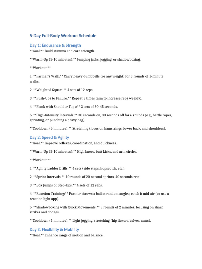 5-Day_Full-Body_Workout_Schedule-1 | PDF | Physical Fitness | Physical ...