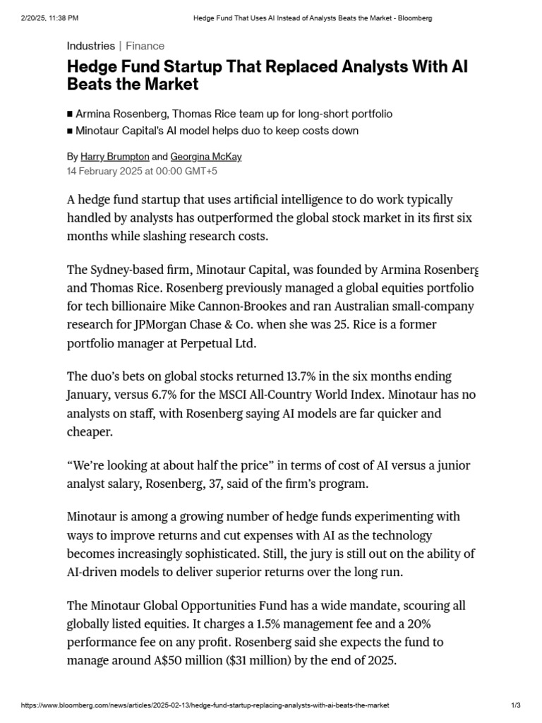 Hedge Fund That Uses AI Instead of Analysts Beats The Market ...