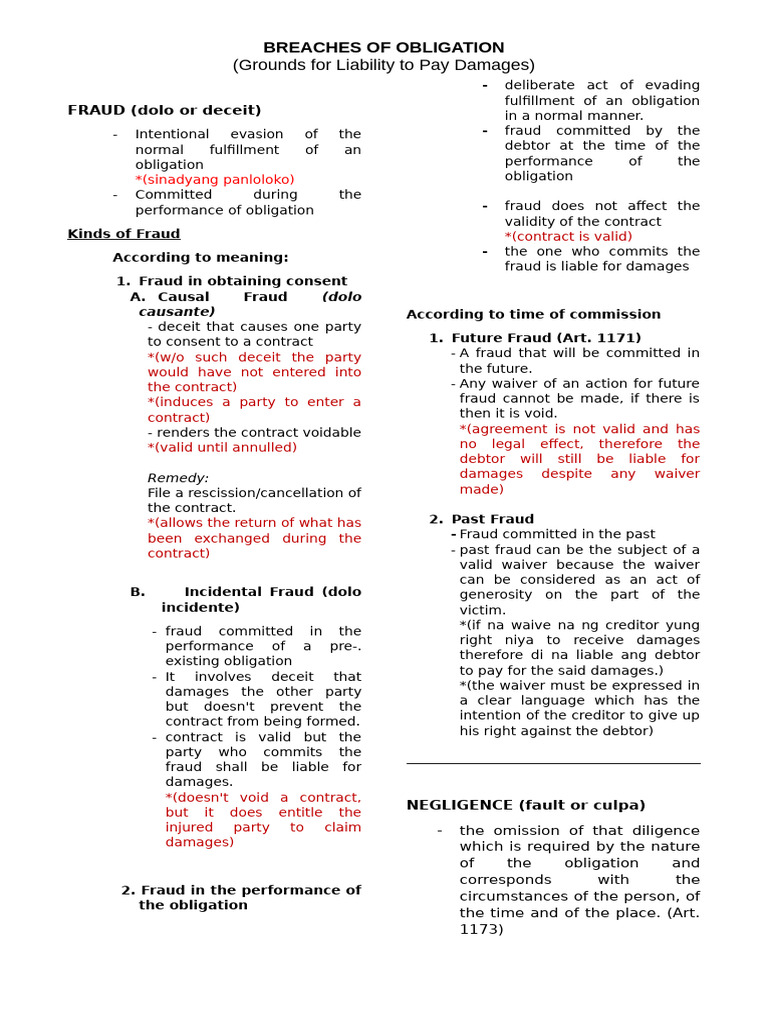 Fraud and Negligence in Contract Law | PDF | Legal Liability | Damages