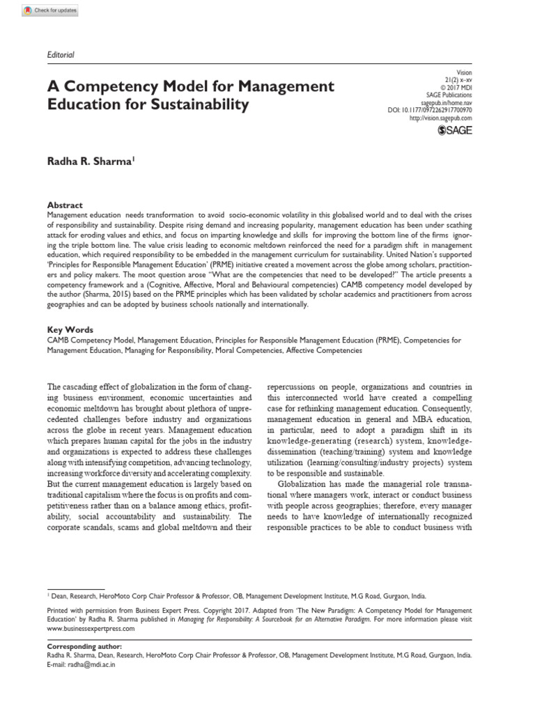A Competency Model For Management | PDF | Cognition
