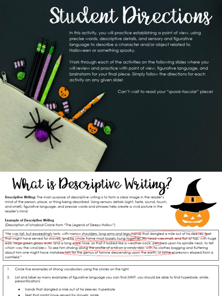Hudson Felten - Roller's Halloween Descriptive Writing Activity | PDF