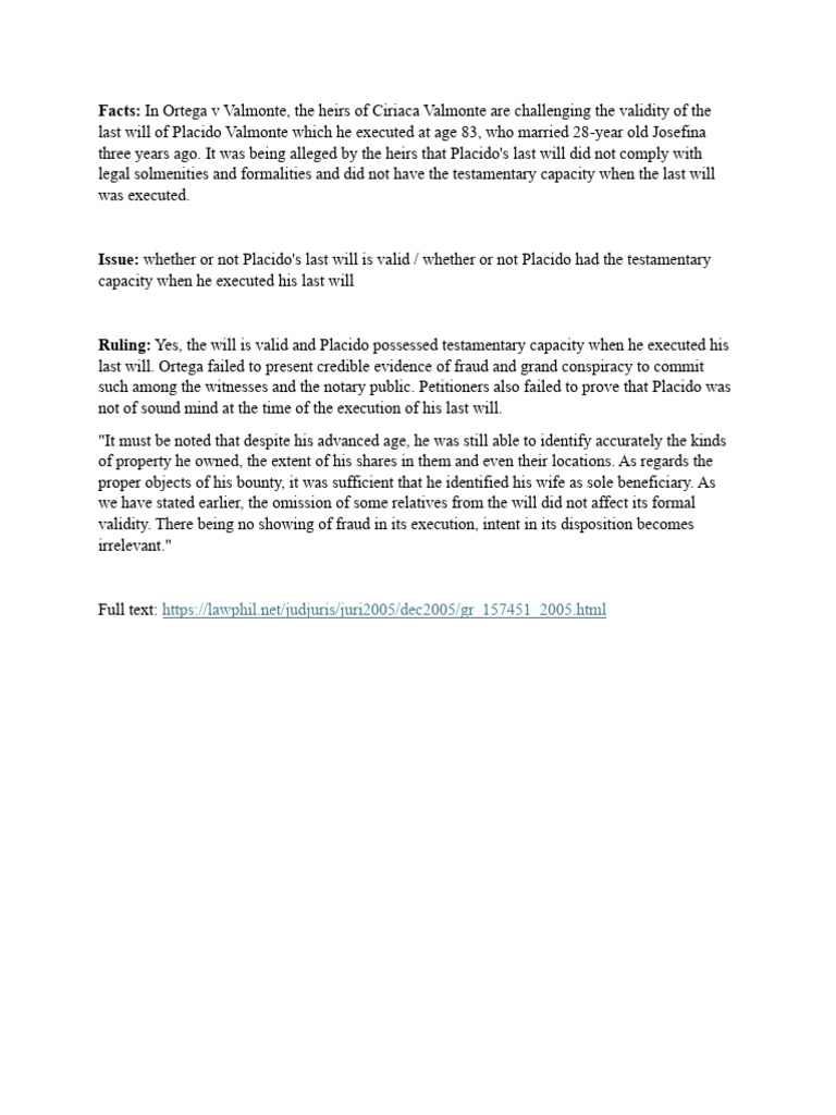 Ortega V Valmonte | PDF