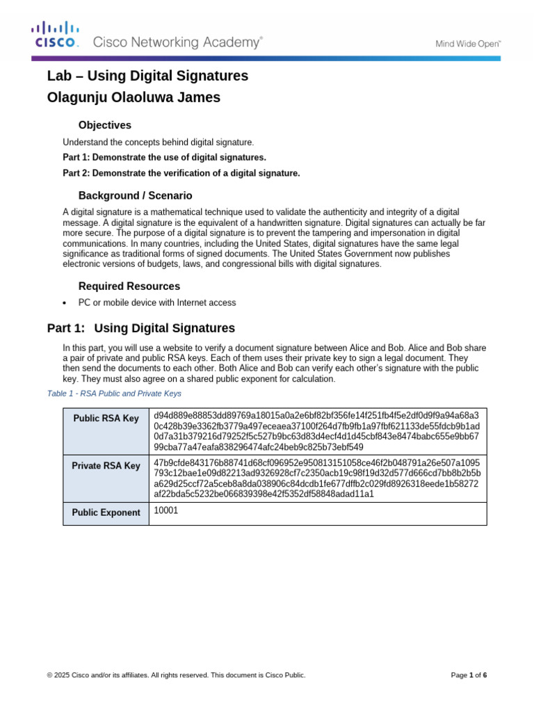 5.2.2.4 Lab - Using Digital Signatures (Olagunju James) | PDF | Espionage Techniques | Cryptography
