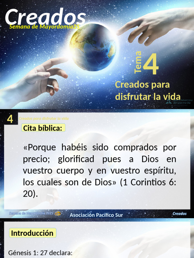 Tema 4 - Creados para Disfrutar La - APS | PDF | Sangre | Narrativa de la creación del Génesis