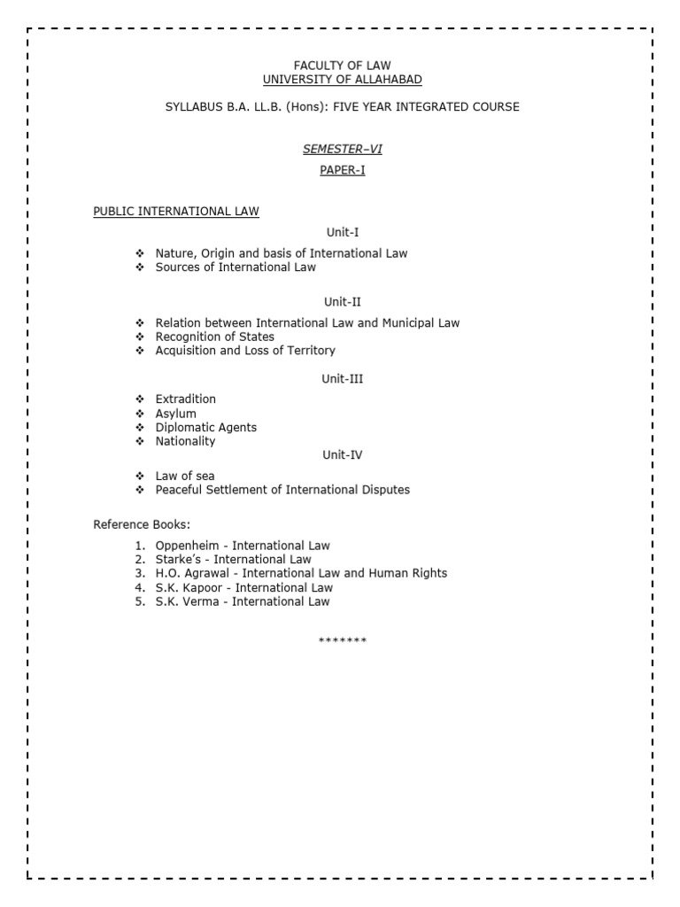 B.A. LL.B. Semester VI Syllabus Overview | PDF | Statutory ...