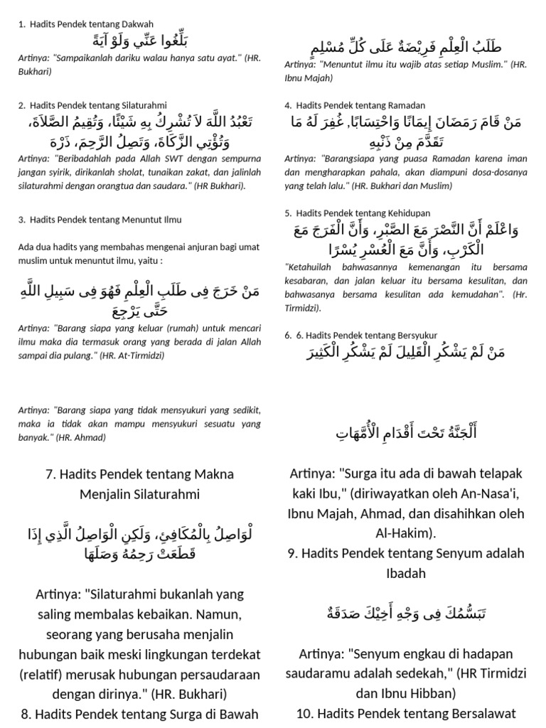 Hadits Pendek Tentang Dakwah | PDF