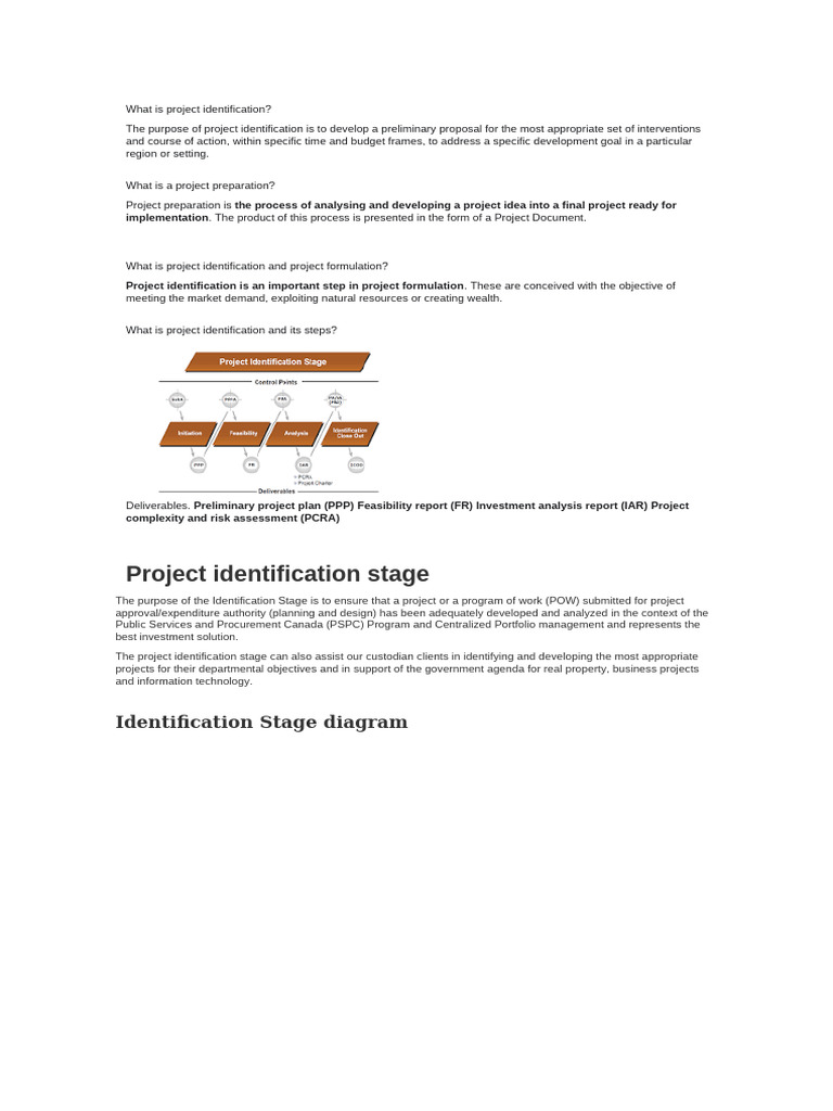 What is project identification | PDF | Feasibility Study | Business