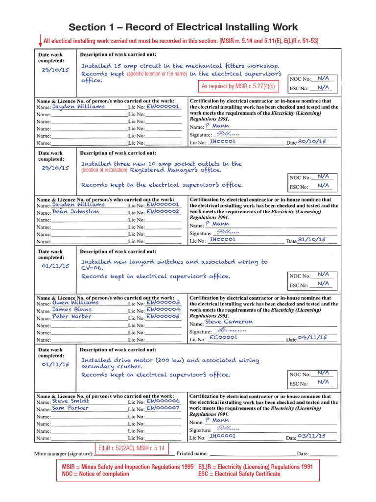 Electrical Installation Record Log | PDF | Electromagnetism | Building ...