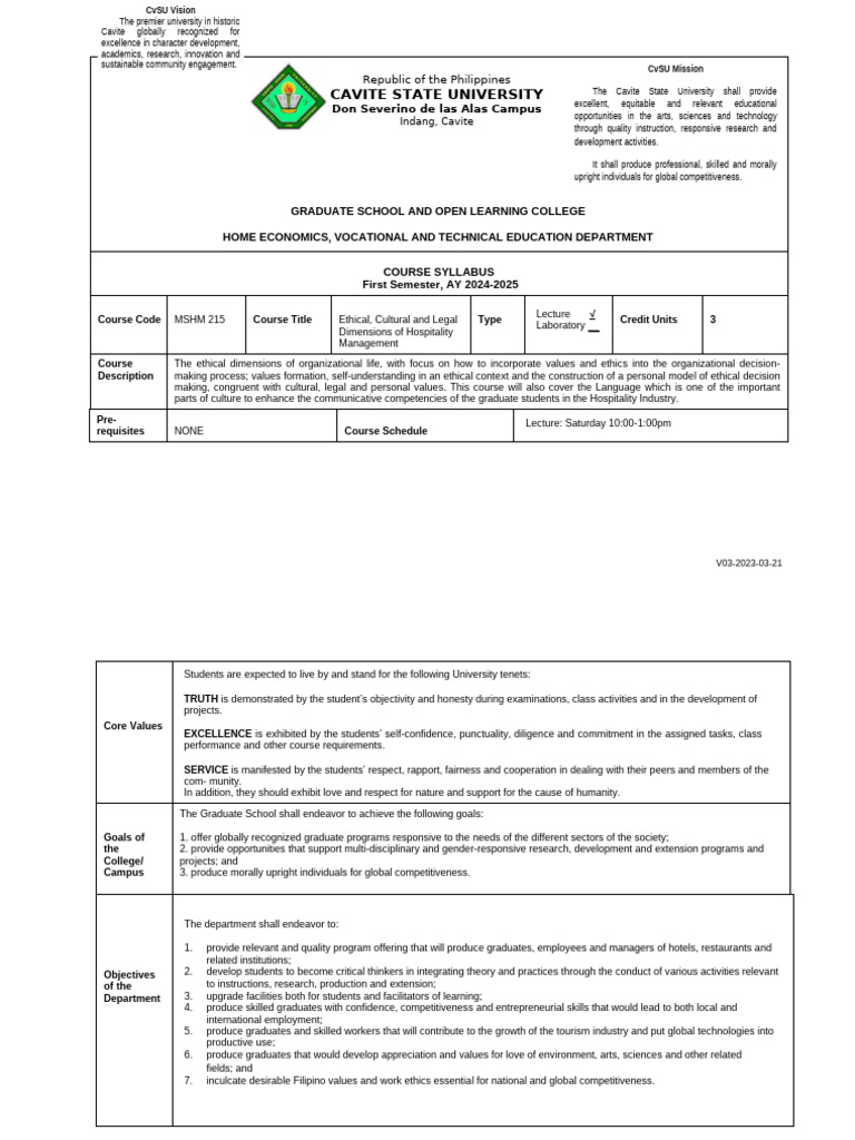 MSHM 215 Ethical Cultural and Legal Dimensions of Hospitality ...