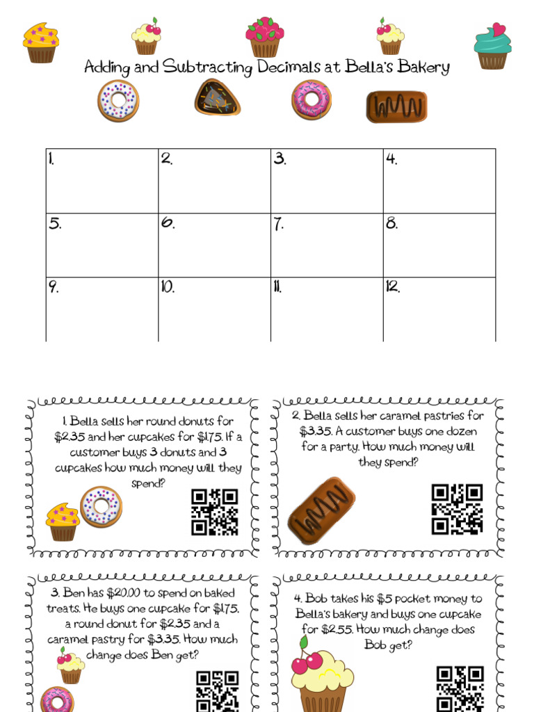 Bellas+Bakery+Task+Cards+-+Student | PDF