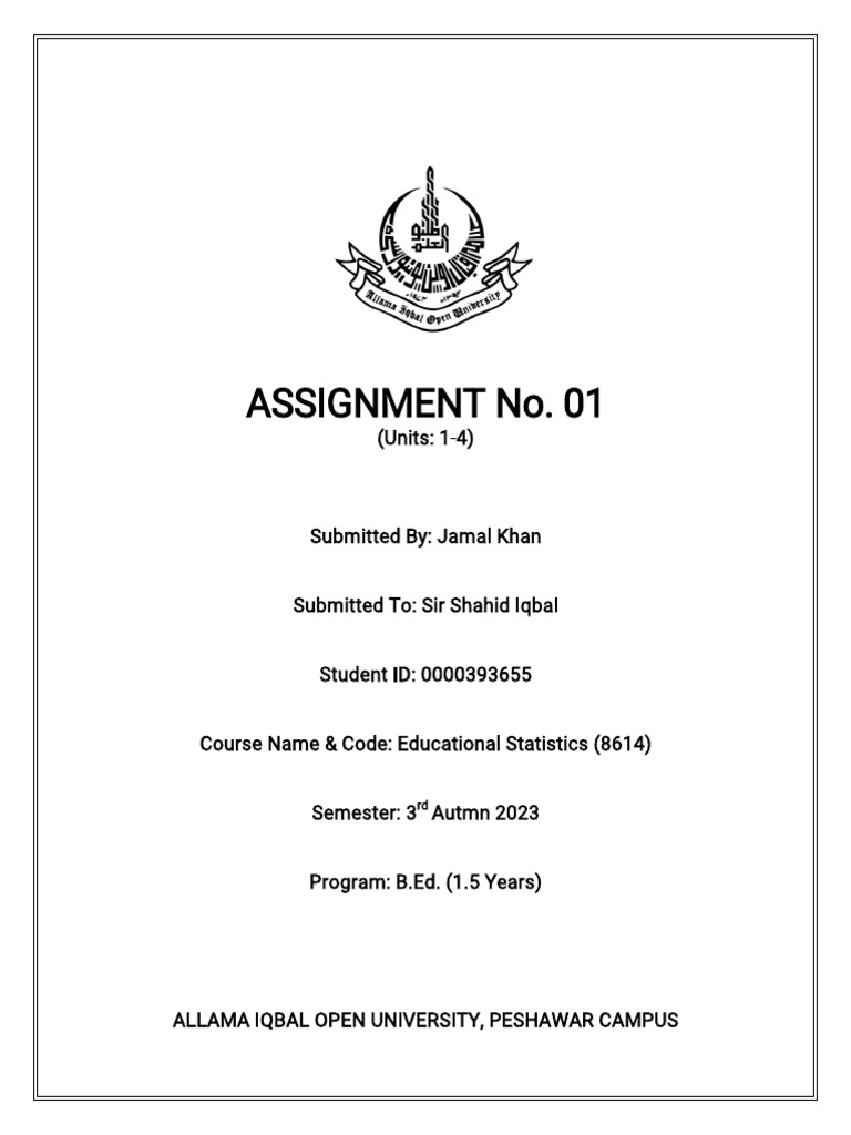 8614 Assignment No 1 | PDF | Sampling (Statistics) | Statistics