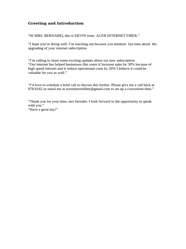 Outbound Script | PDF