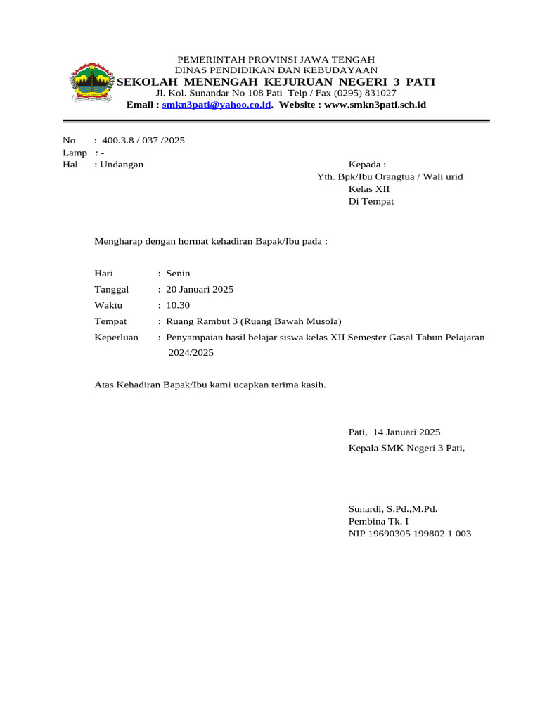 PENGAMBILAN RAPOT kelas XII | PDF