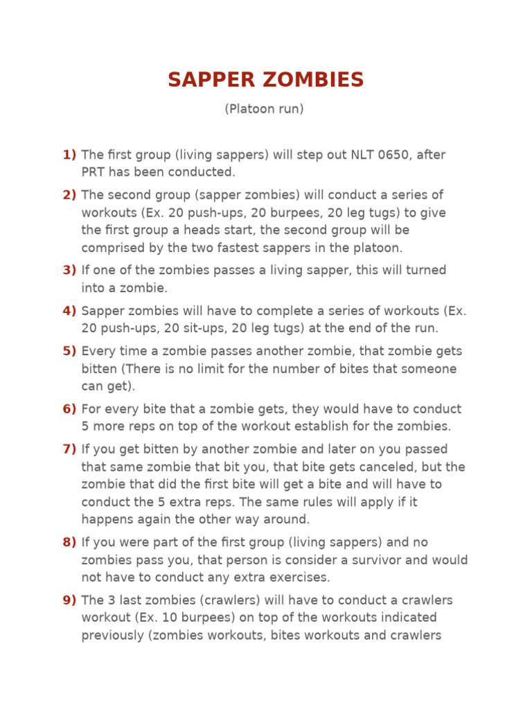 Sapper Zombie Fitness Challenge | PDF