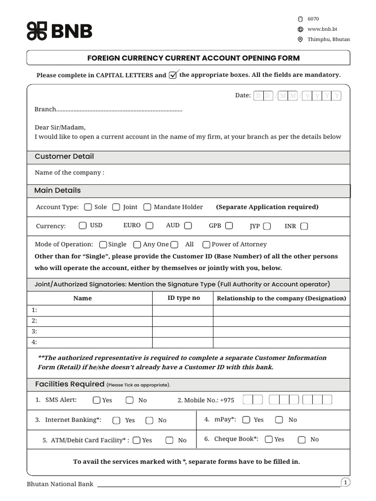 Current Account Opening Form - FC | PDF | Transaction Account | Banks