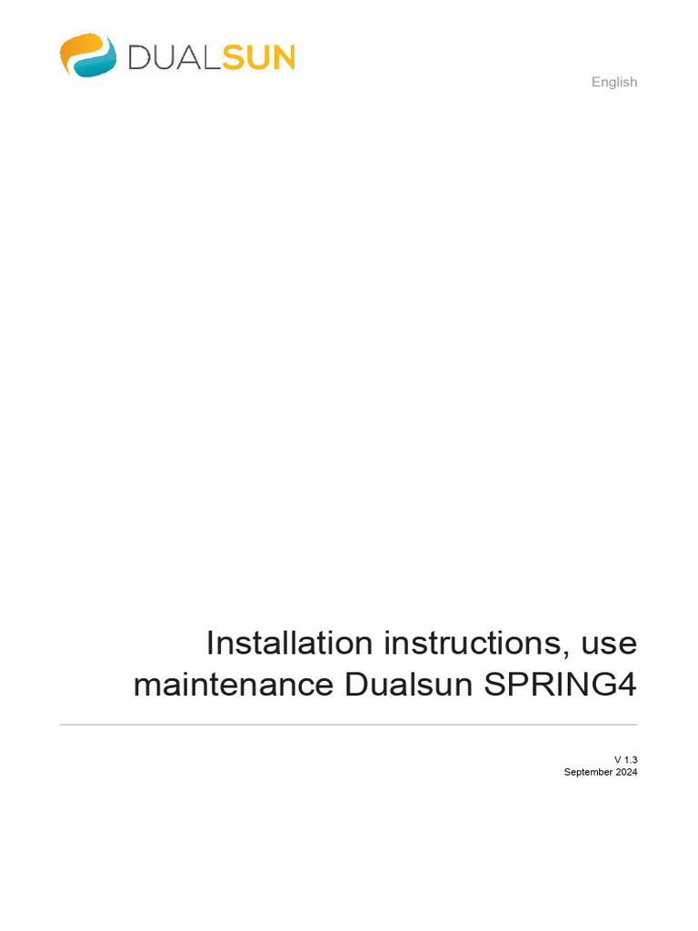 Dualsun en Installation Use Maintenance Manual Spring4 | PDF | Photovoltaics | Photovoltaic System