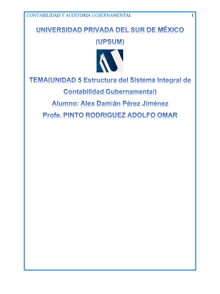 UNIDAD 5 Estructura Del Sistema Integral de Contabilidad Gubernamental | PDF | Contabilidad ...