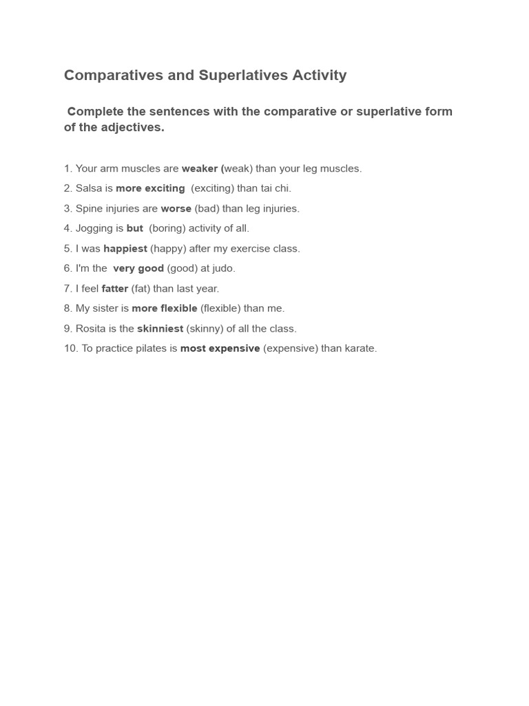 Comparatives and Superlatives Obj 3 Ing.2 | PDF