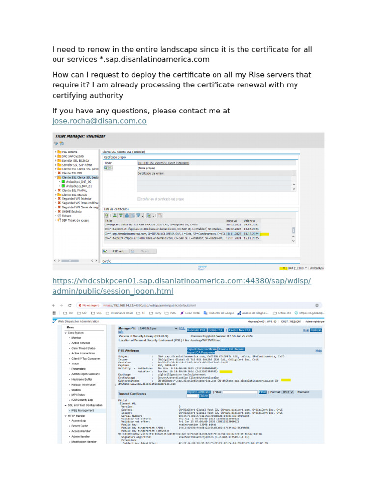 Certificate Renewal for SAP Services | PDF