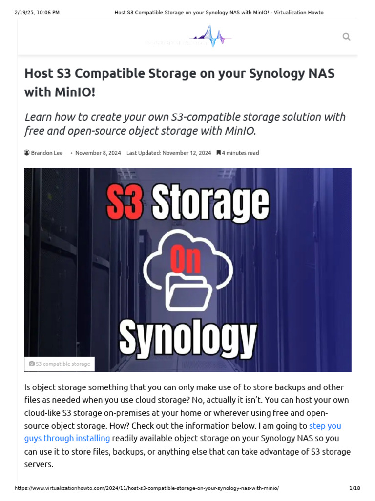 Host S3 Compatible Storage On Your Synology NAS With MinIO! - Virtualization Howto | PDF ...