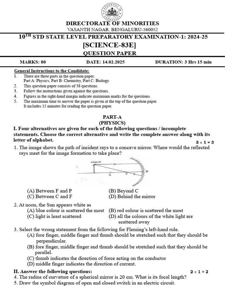 Prep-1 Science QP 2024-25 Ewdom | PDF | Salt (Chemistry) | Metals