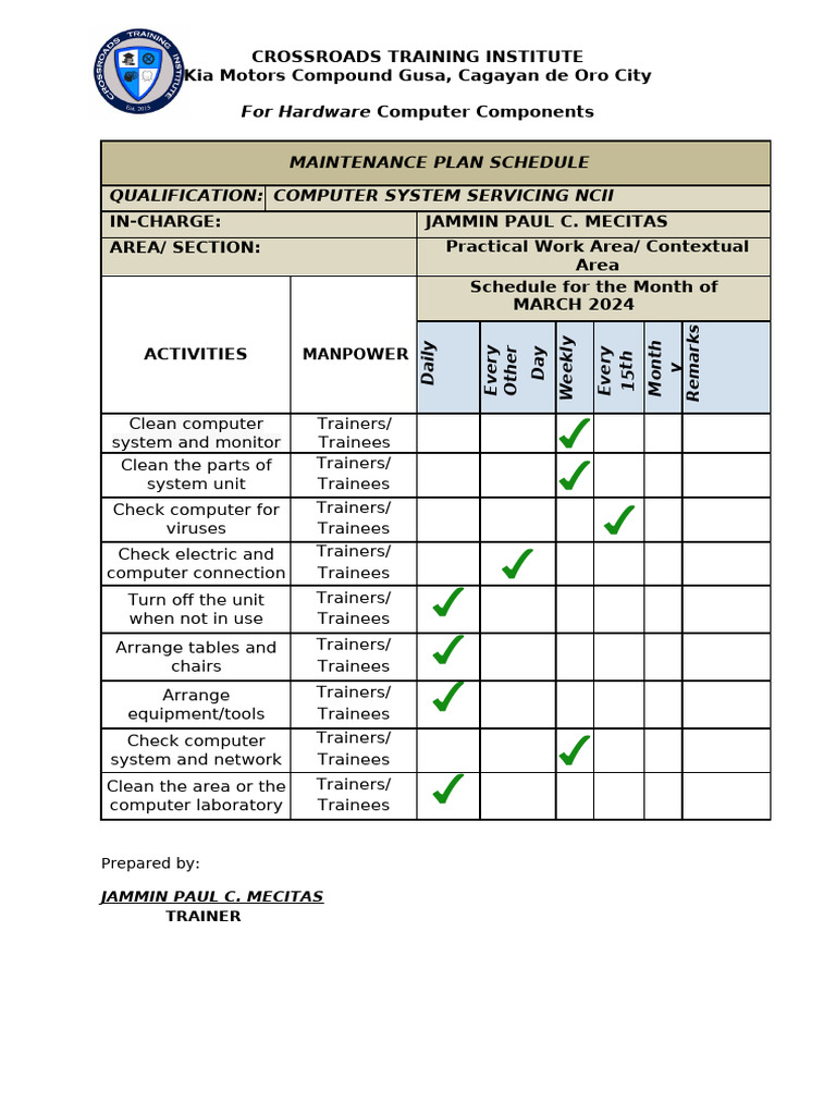 Computer Maintenance Plan March 2024 | PDF | Computer Virus | Computer ...