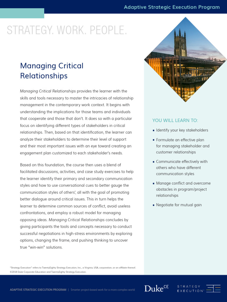 Managing Critical Relationships | PDF | Negotiation | Learning