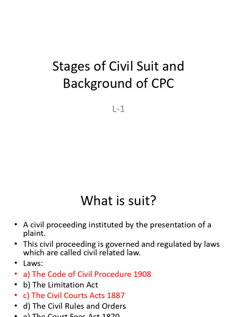 Stages of Civil Suit in CPC 1908 | PDF | Trials | Jurisdiction