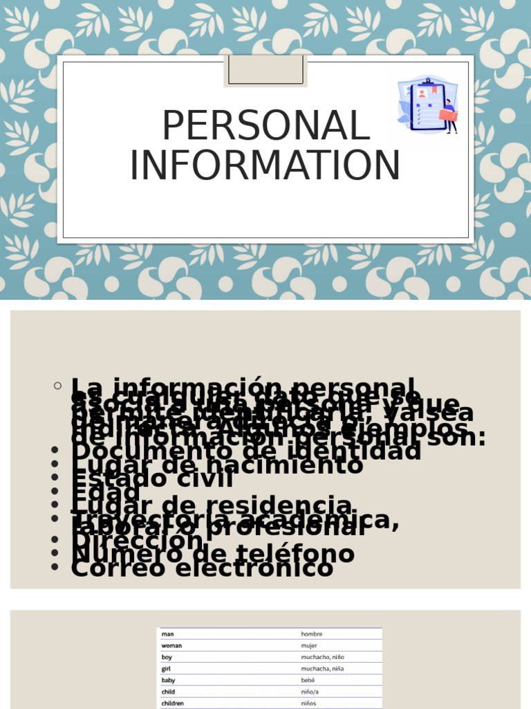 Definición de Información Personal | PDF