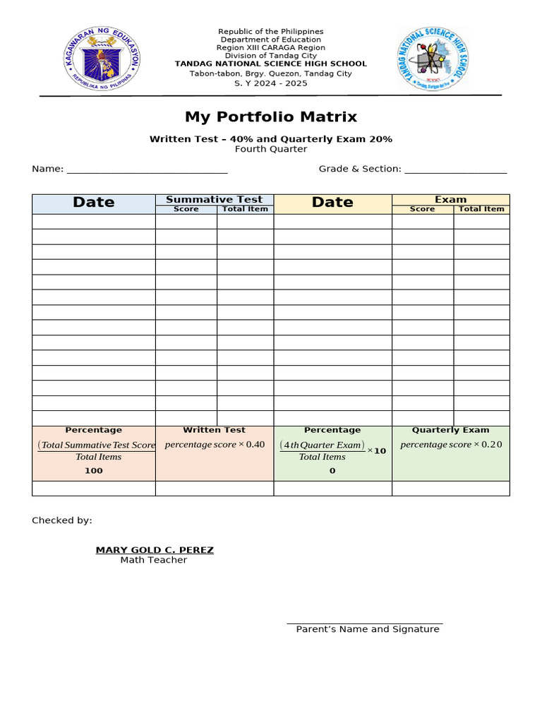 Summative Test and Exam Matrix | PDF