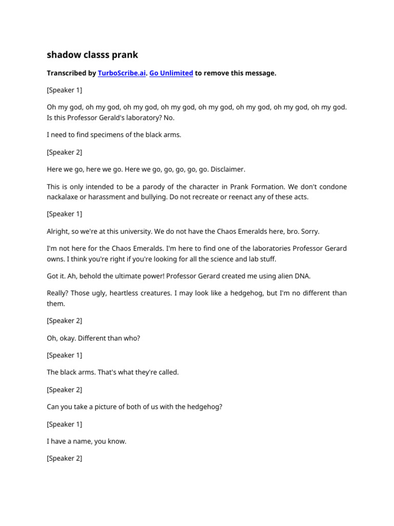 Shadow Classs Prank | PDF