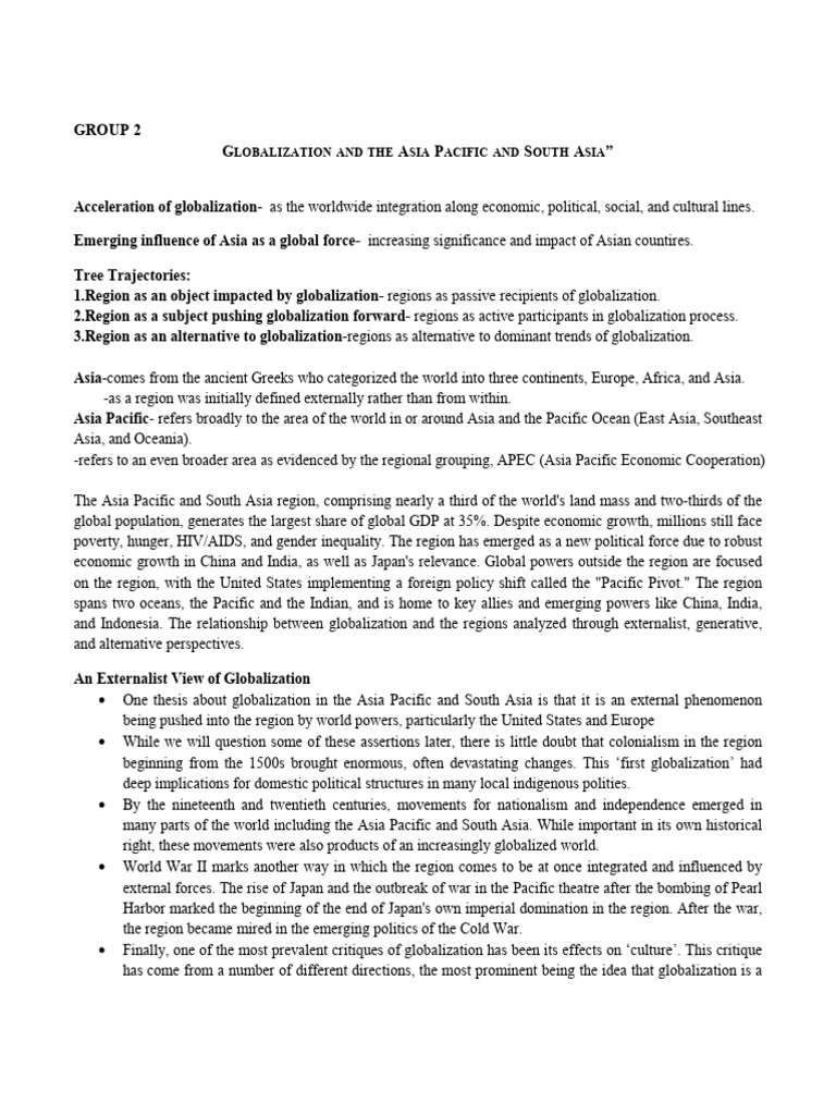 Globalization in Asia Pacific & South Asia | PDF | Globalization | Asia