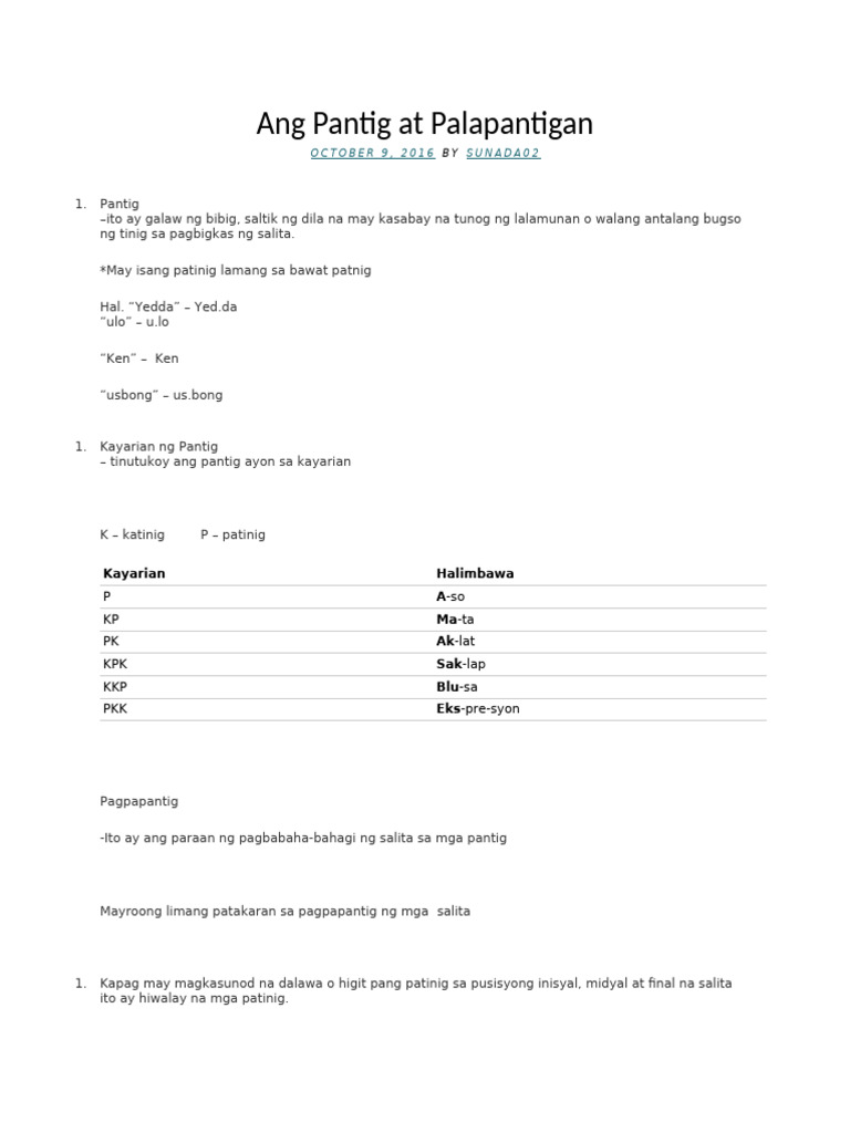 Ang Pantig | PDF