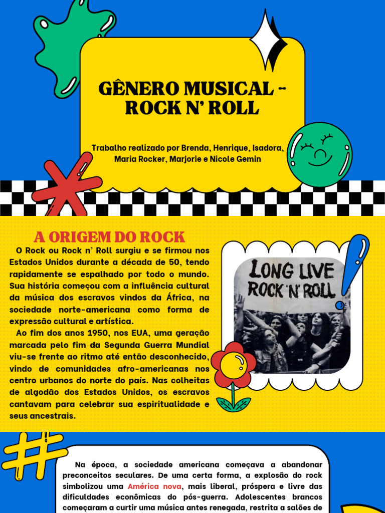 Trabalho de Artes - Gênero Musical, Rock N' Roll | PDF | Rock (música ...