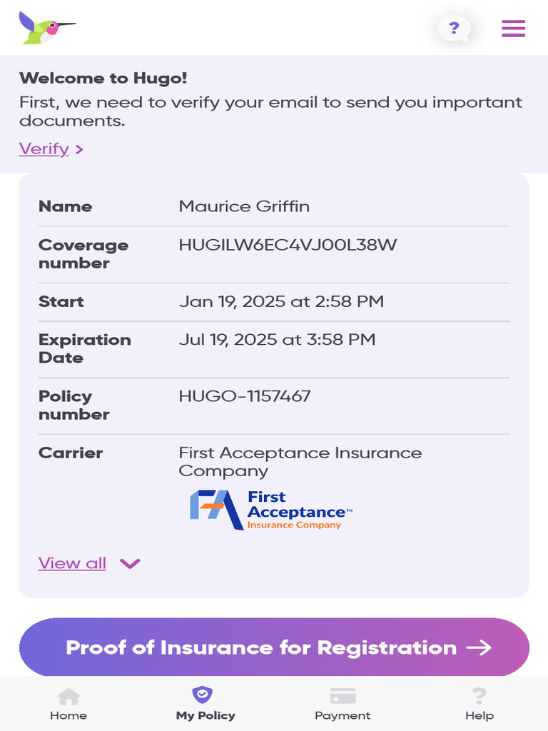 Hugo Insurance Email Verification | PDF