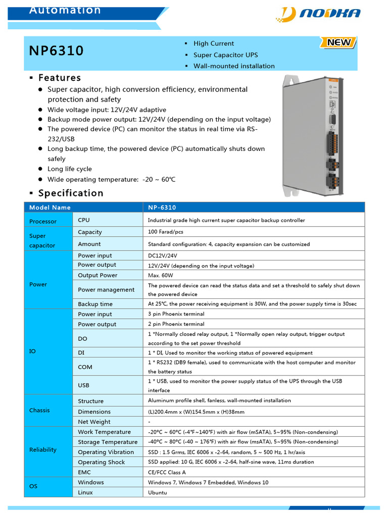 NP-6310_Datasheet_V1_0 | PDF | Input/Output | Personal Computers