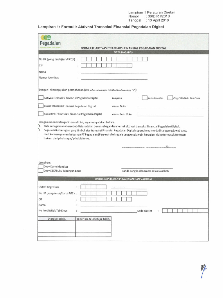 aktivasi finansial dan dftr rek bank pegadaian digital | PDF