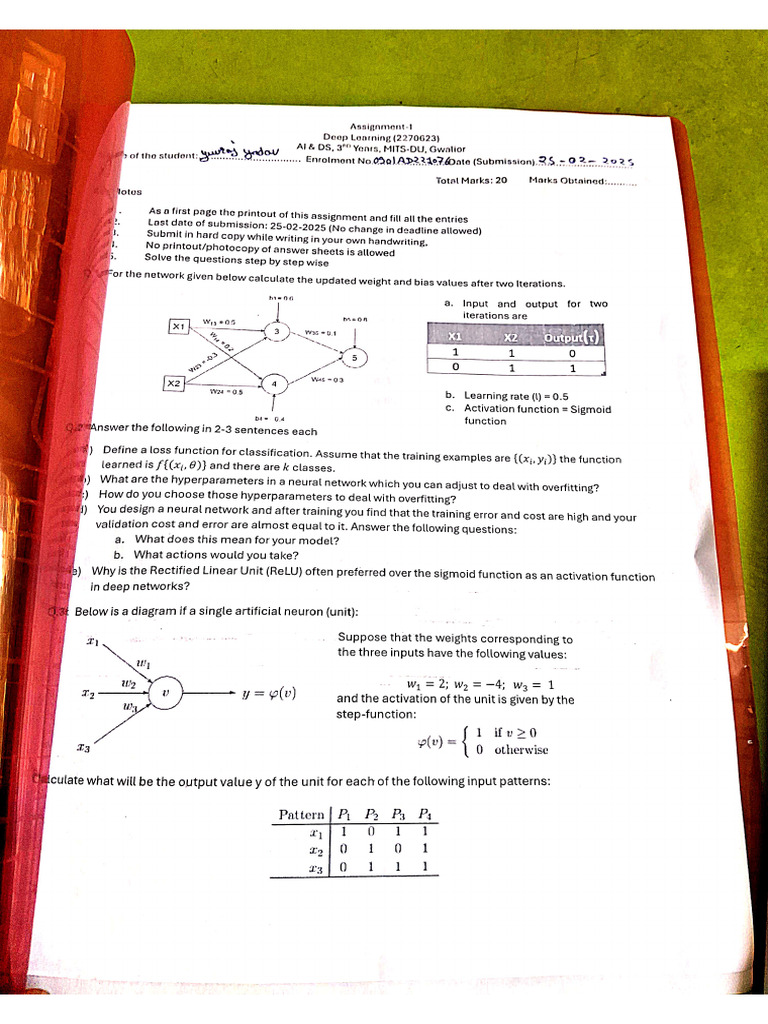 Deep Learning Assignment 1 Yuvraj Yadav | PDF