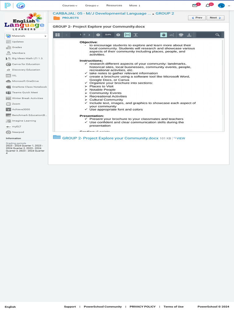 GROUP 2 - Project Explore Your Community - Docx Schoology | PDF
